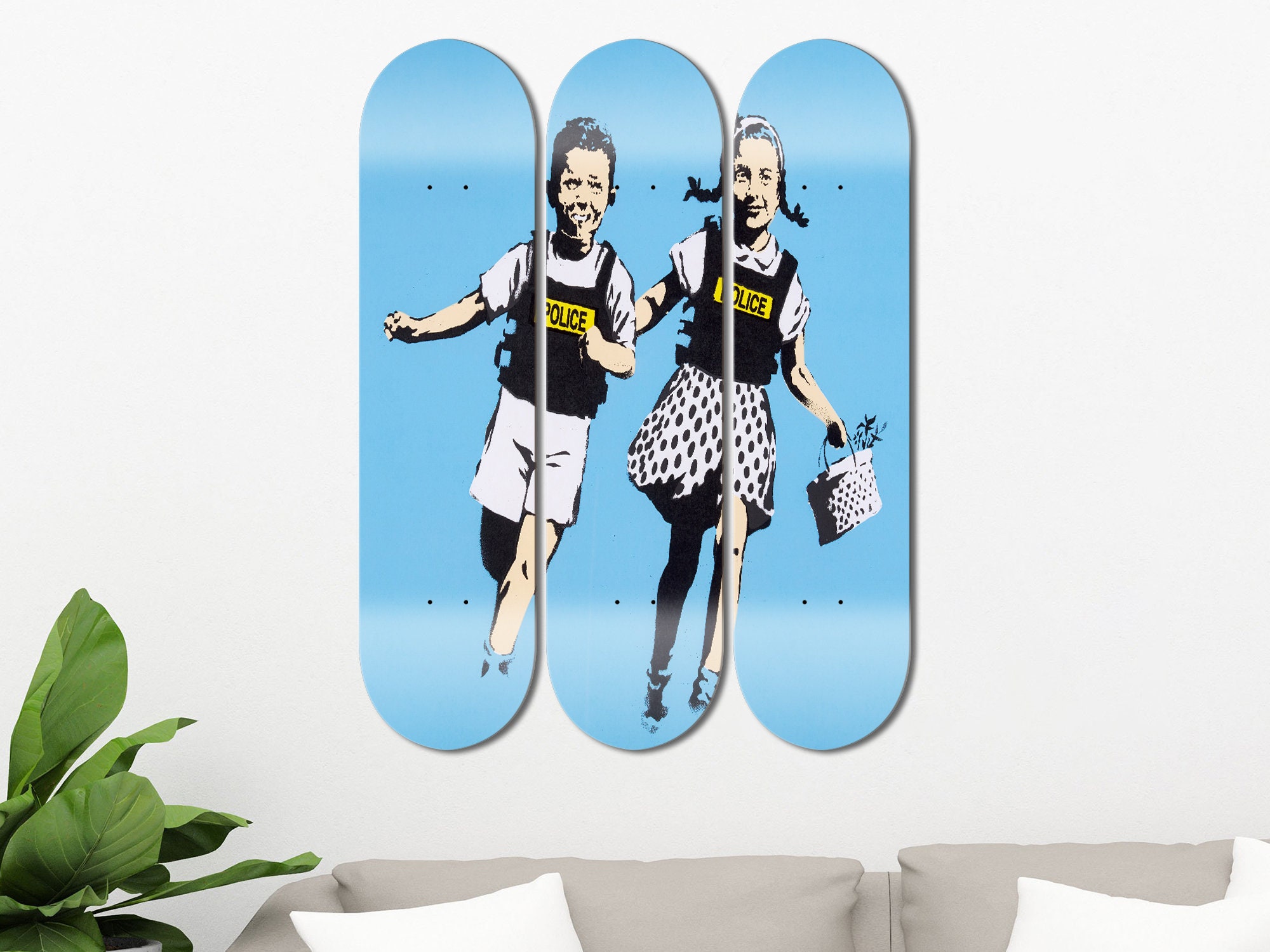 Banksy Jack & Jill Skateboard Wall Decor, Skate Deck Wall Art, Police ...