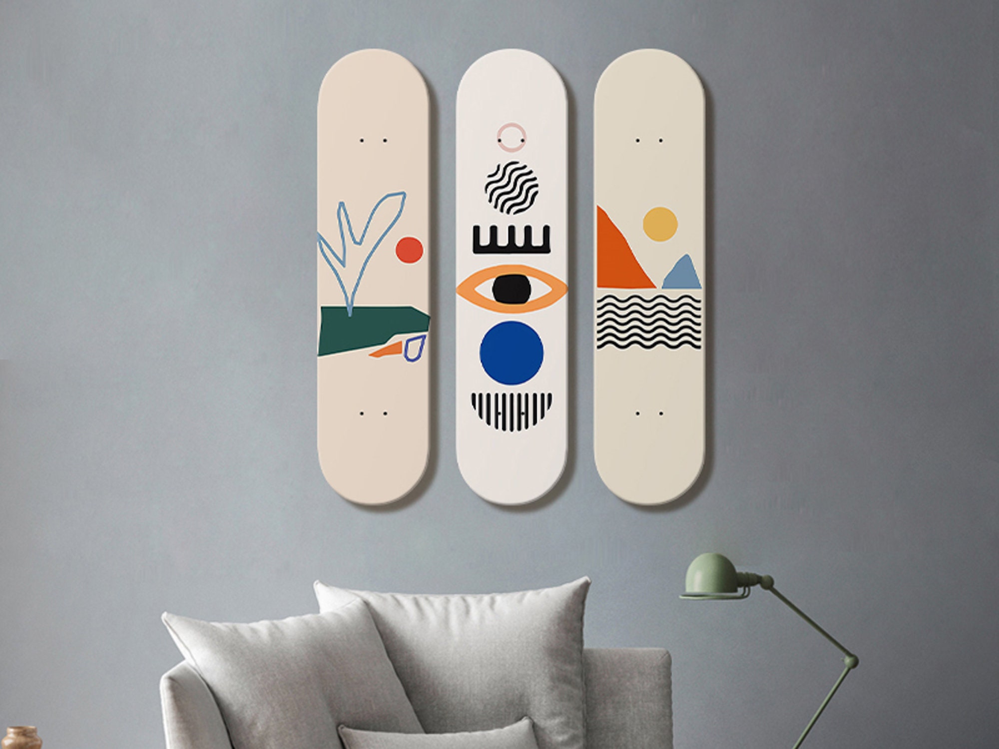 Minimalist Abstract Skateboard Wall Decor, Skate Deck Wall Art ...