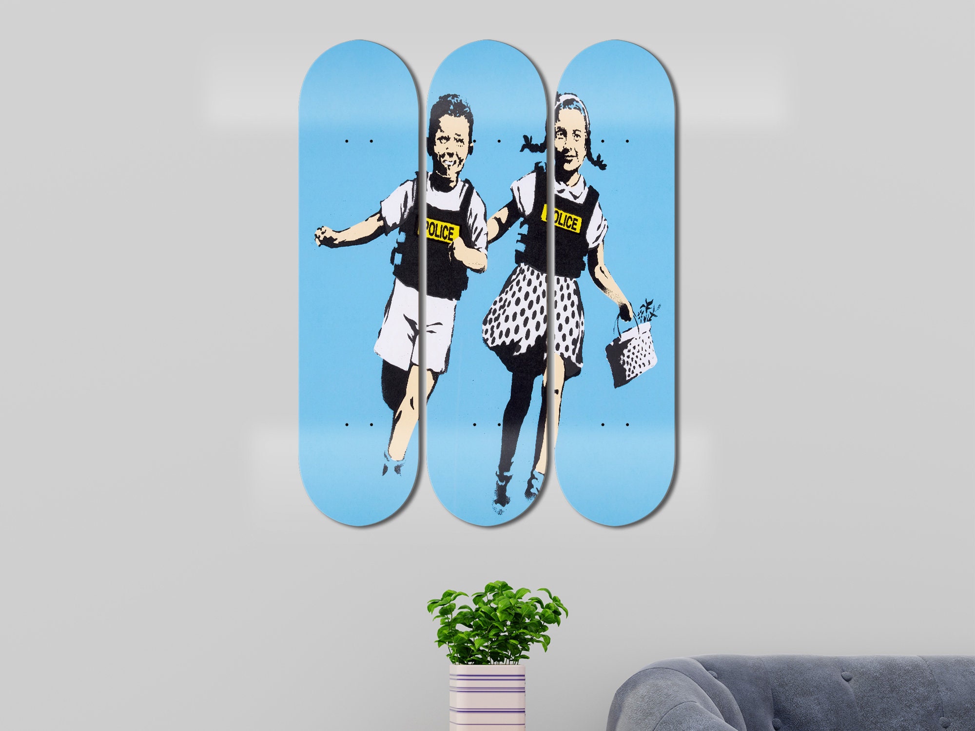 Banksy Jack & Jill Skateboard Wall Decor, Skate Deck Wall Art, Police ...