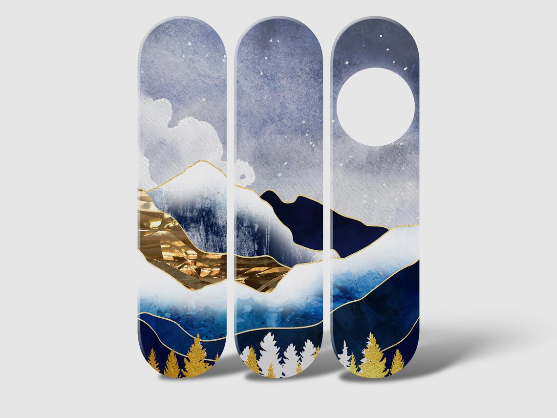 Set of 3pcs Minimalist Landscape Mountain Skateboard Deck Wall - Etsy