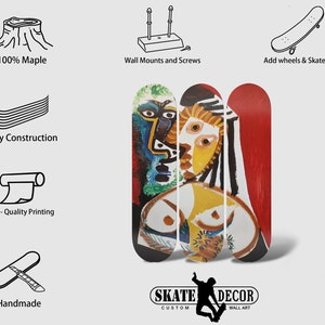 Set of 3pcs Picasso Pop Art Skateboard Wall Decor, Street Wall Art ...