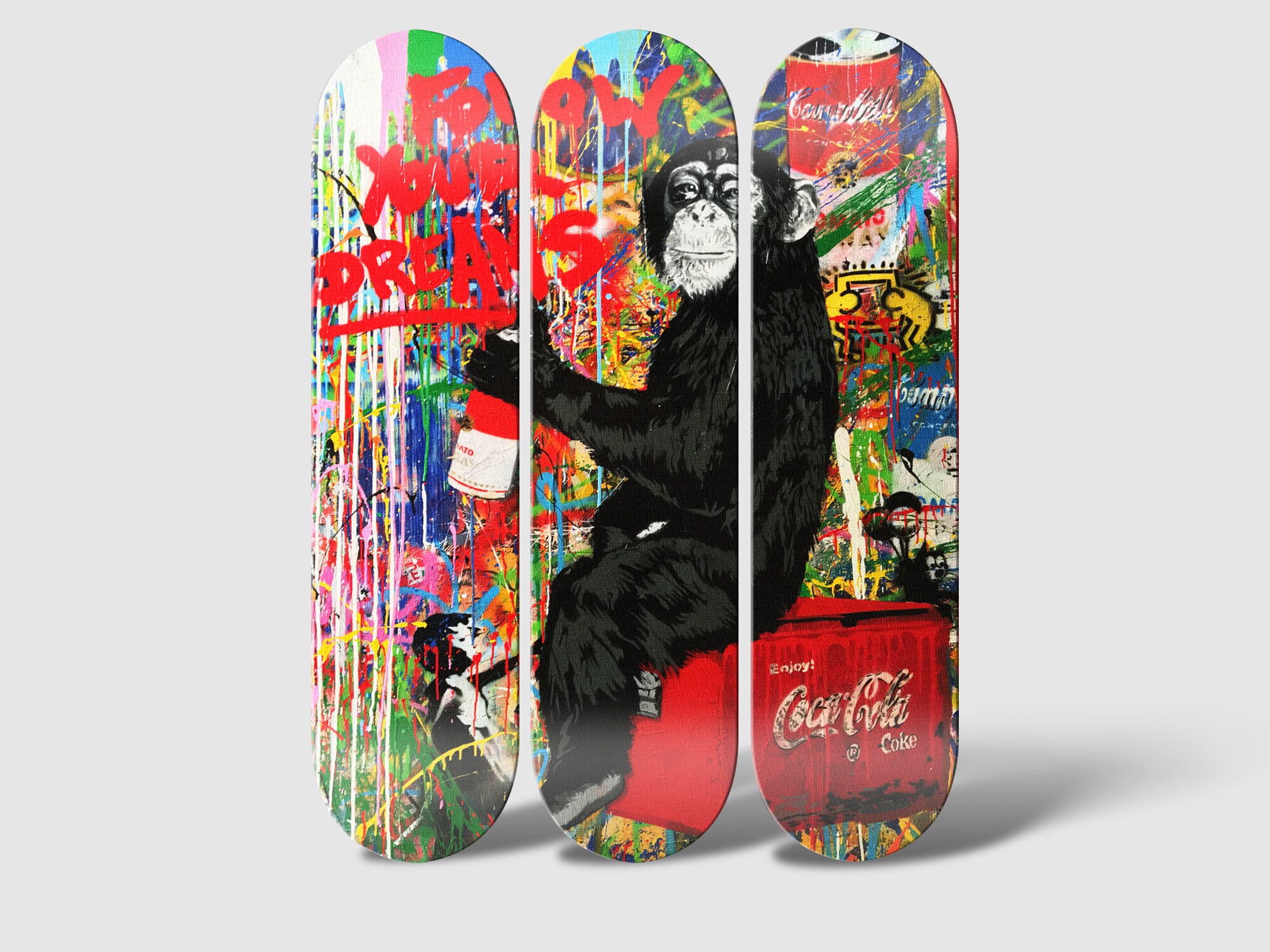 Banksy Monkey Skateboard Wall Art Vintage Decoration Pared Canadian Maple Skate Deck Wall Decals ...