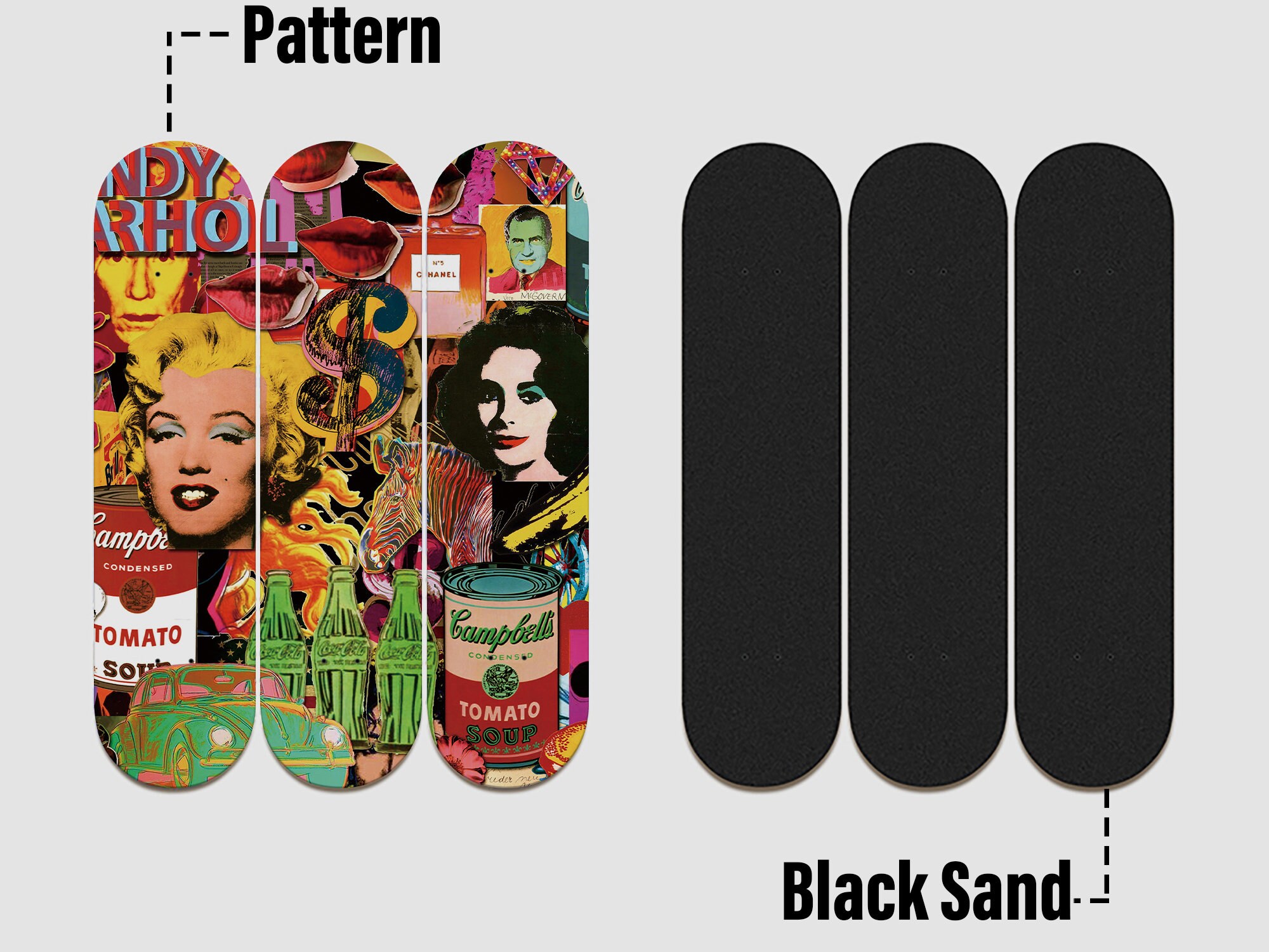 Set of 3pcs Modern Pop Art Skateboard Wall Decor Street Wall - Etsy