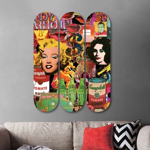 Set of 3pcs Modern Pop Art Skateboard Wall Decor, Street Wall Art ...