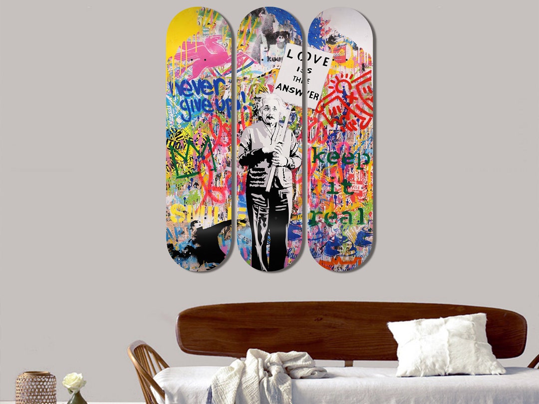Set of 3pcs Modern Skateboard Wall Decor, Street Wall Art, Graffiti Art ...