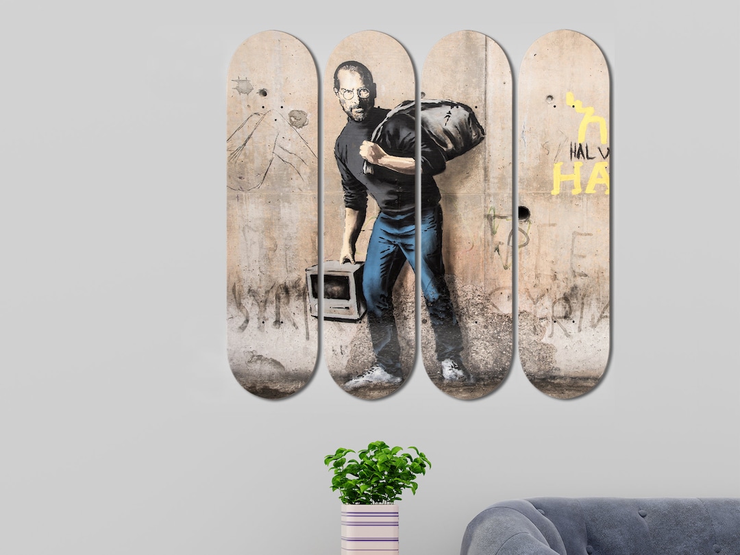 Set of 4pcs Banksy Identity Unmasked Art Painting Skateboard Wall Art ...