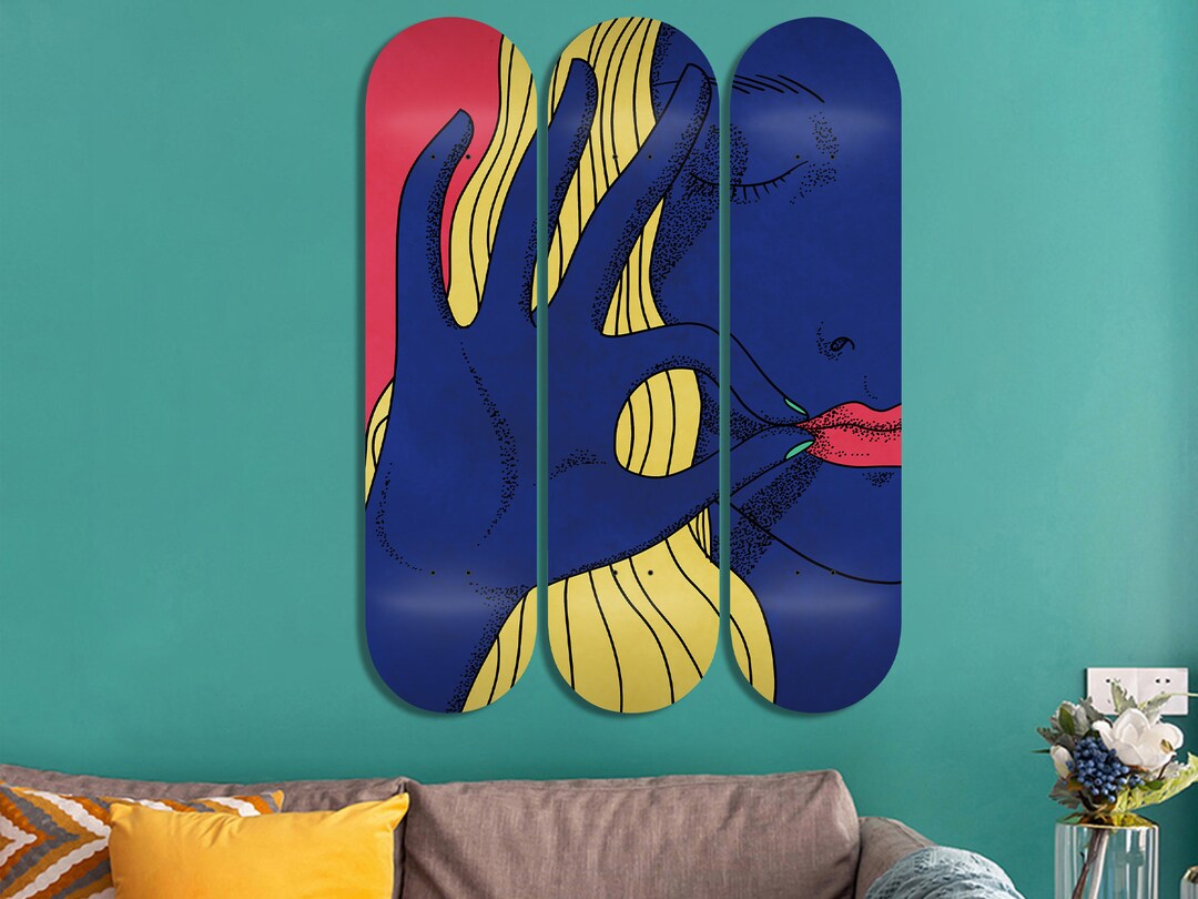 Set of 3pcs Modern Pop Art Skateboard Wall Decor, Street Wall Art ...