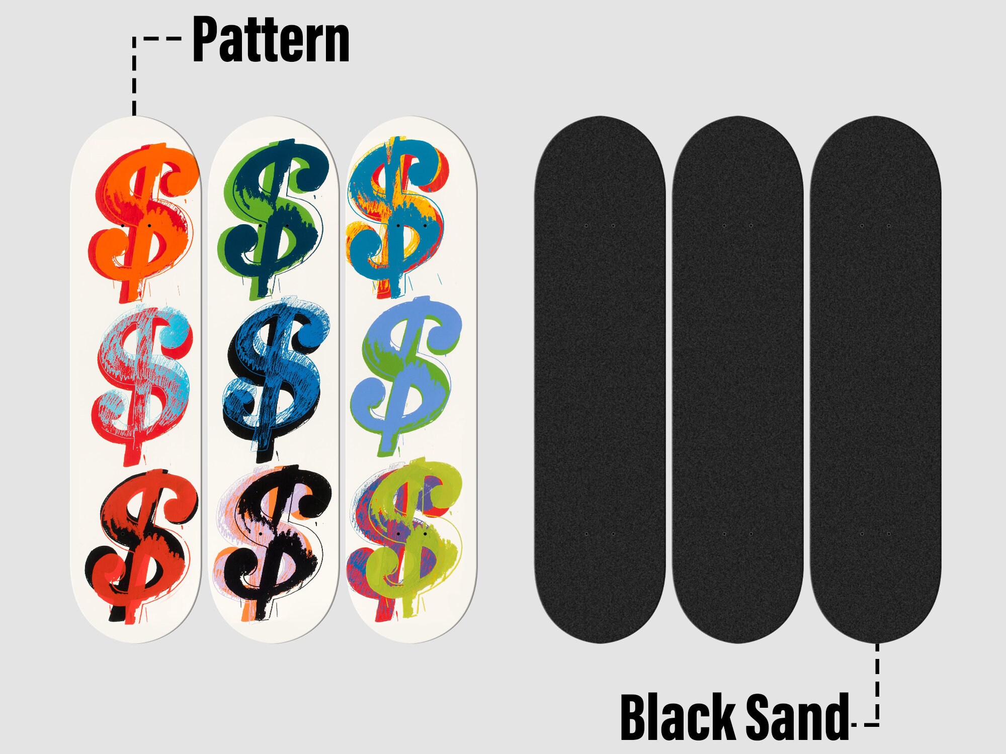 Set of 3pcs Modern Pop Art Skateboard Wall Decor, Street Wall Art ...