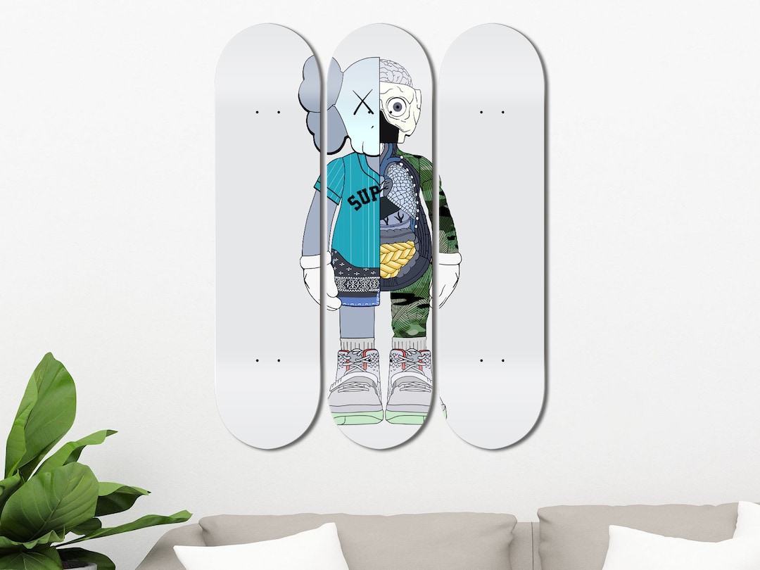 Set of 3pcs Kwas Skateboard Deck Wall Art, Wall Hanged Room Decoration ...