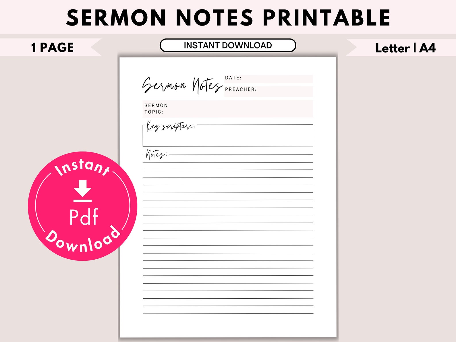 Printable Sermon Notes | Church Notes | Sermon Note PDF | Sermon Note ...