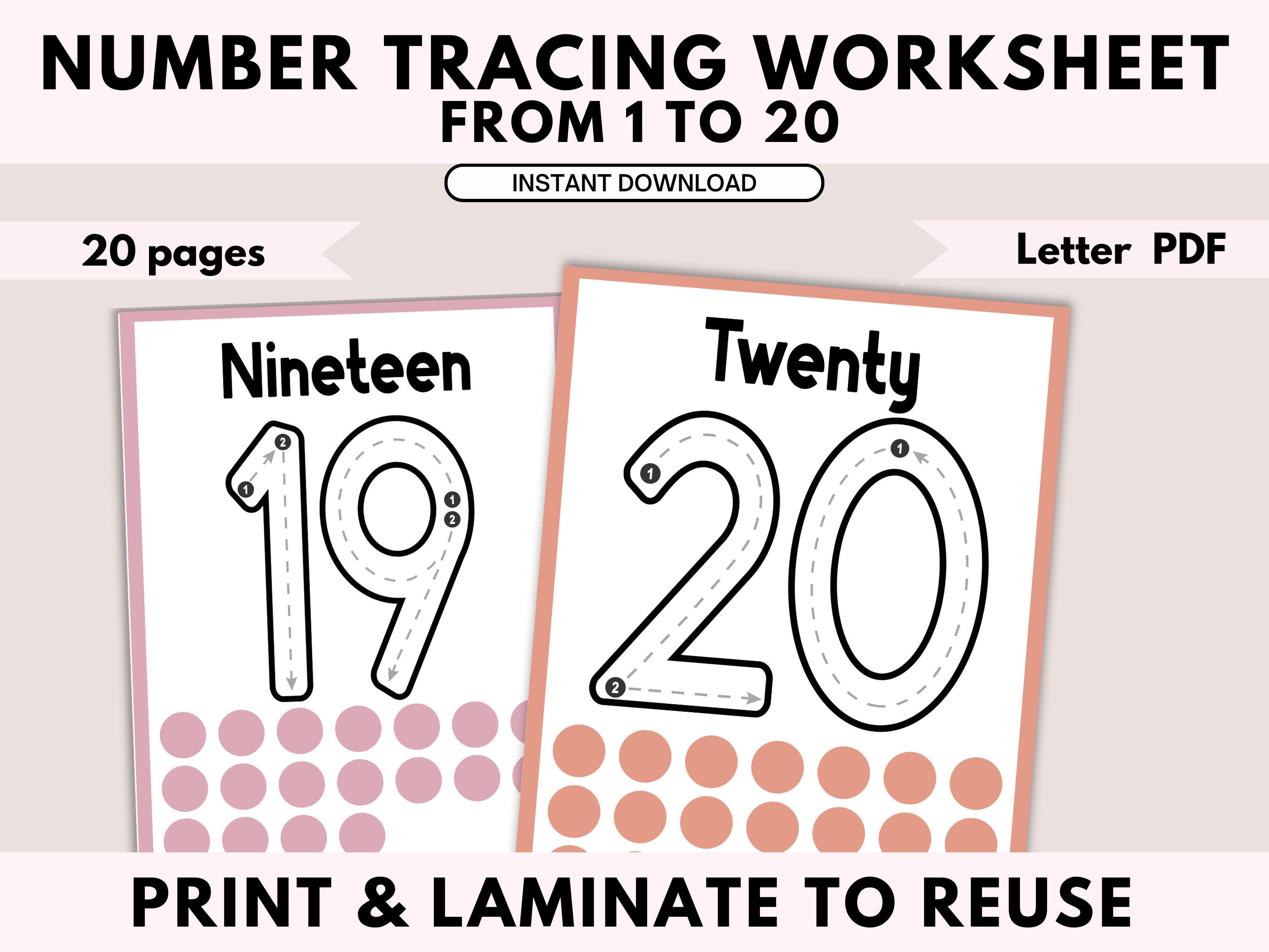 Practice Writing Numbers 1-20 | Number Worksheet |preschool Worksheet ...