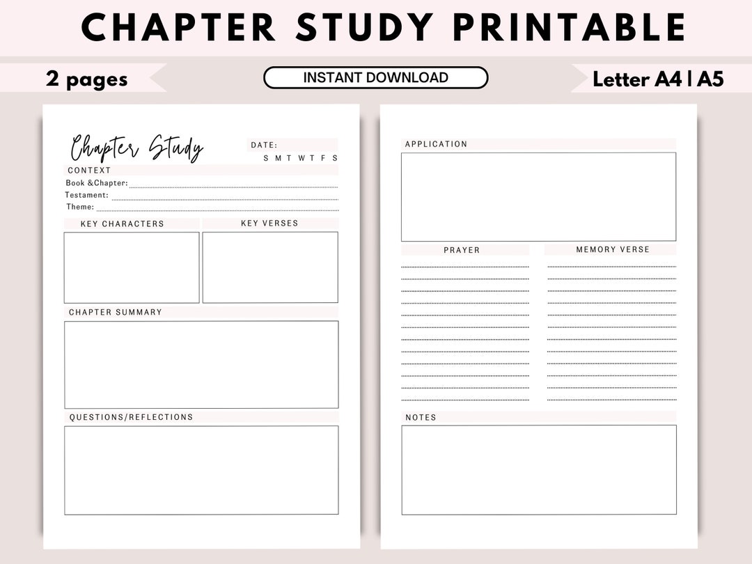 Bible Study Printables | Chapter Study Printable | Bible Chapter Study ...