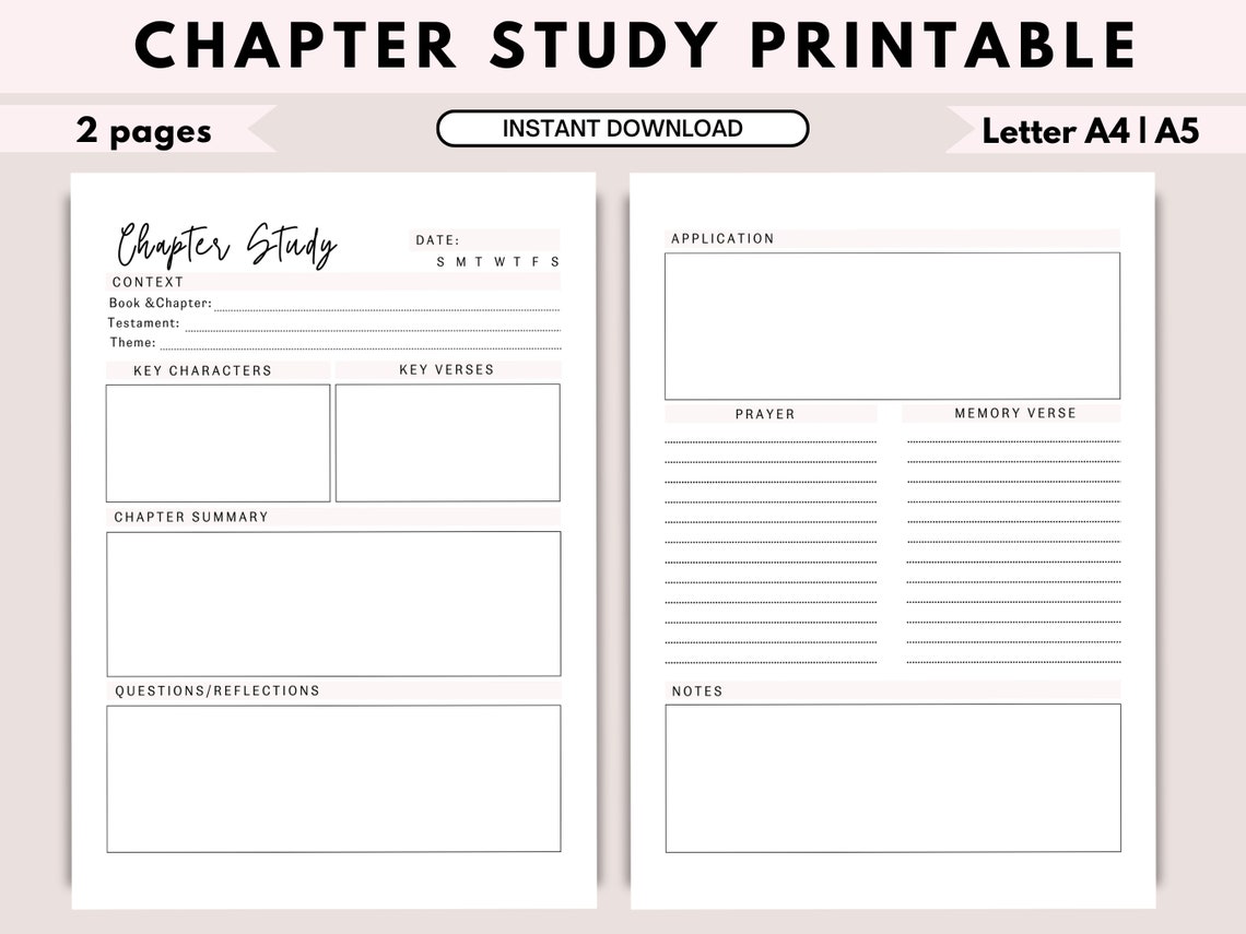 Bible Study Printables | Chapter Study Printable | Bible Chapter Study ...
