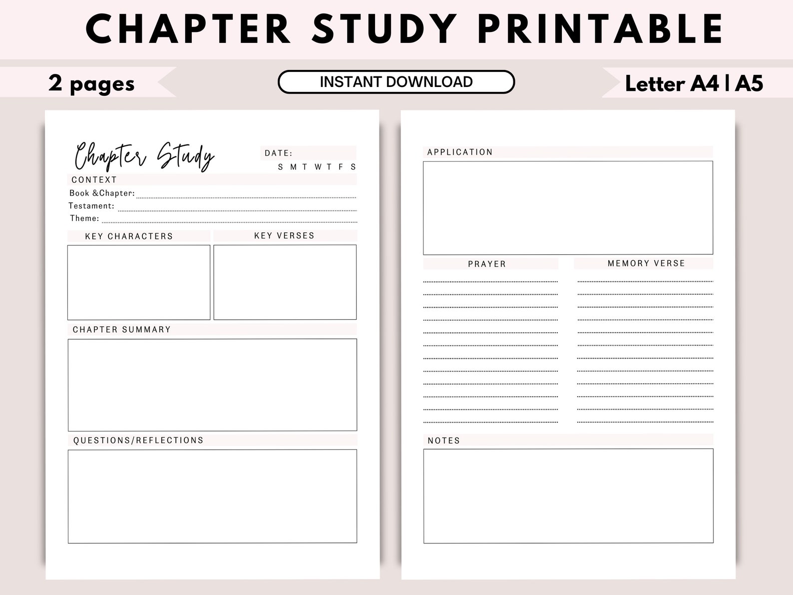 Bible Study Printables | Chapter Study Printable | Bible Chapter Study ...