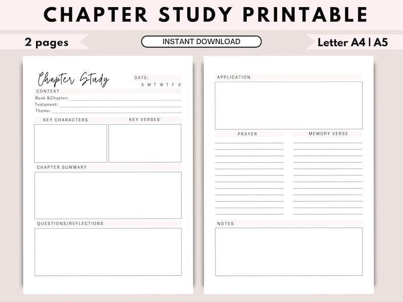 Bible Study Printables | Chapter Study Printable | Bible Chapter Study ...
