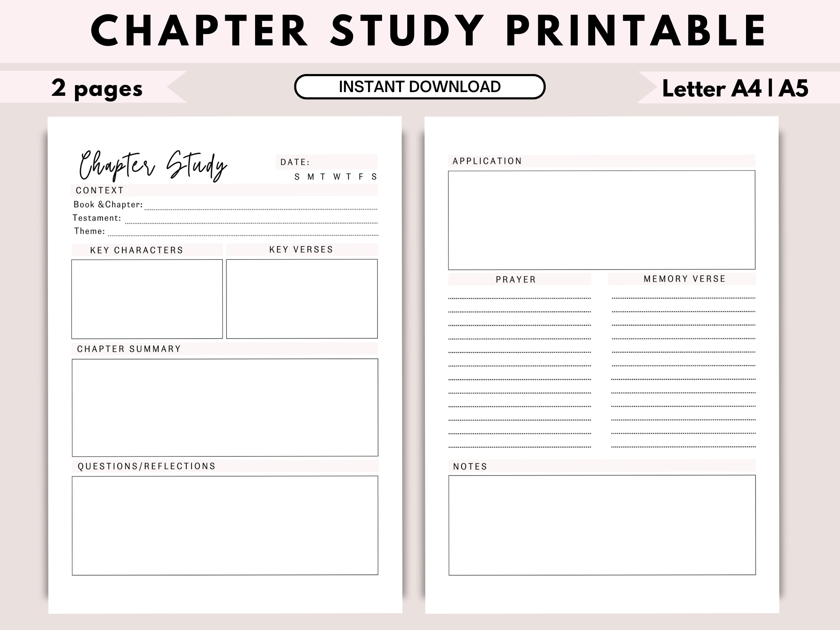 Bible Study Printables | Chapter Study Printable | Bible Chapter Study ...