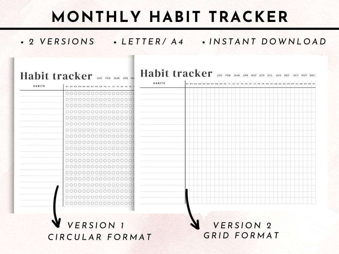 Monthly Habit Tracker Printable | A4/letter | 30 Day Habit Challenge ...