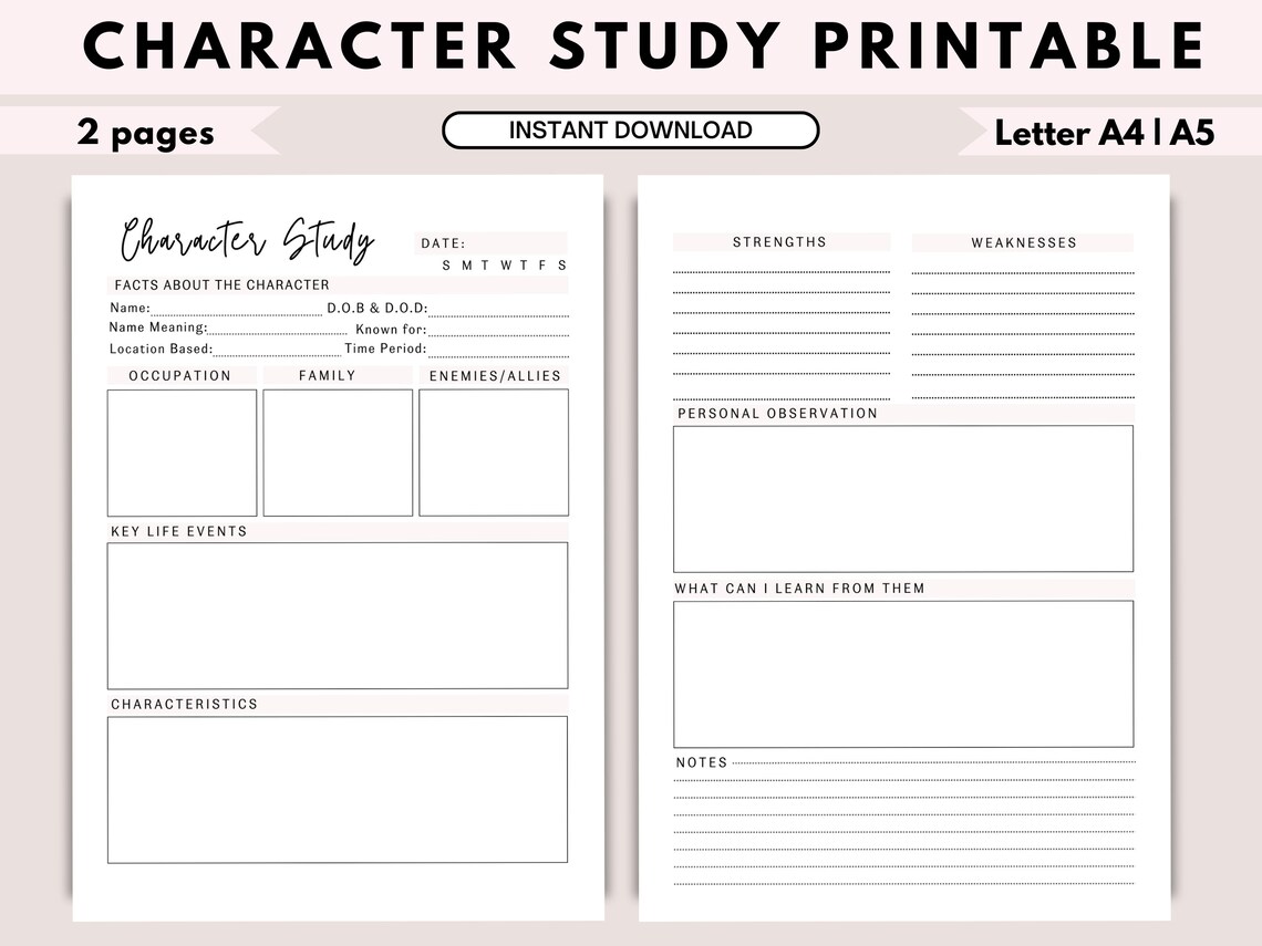 Bible Study Printables | Character Education | Bible Character Study ...