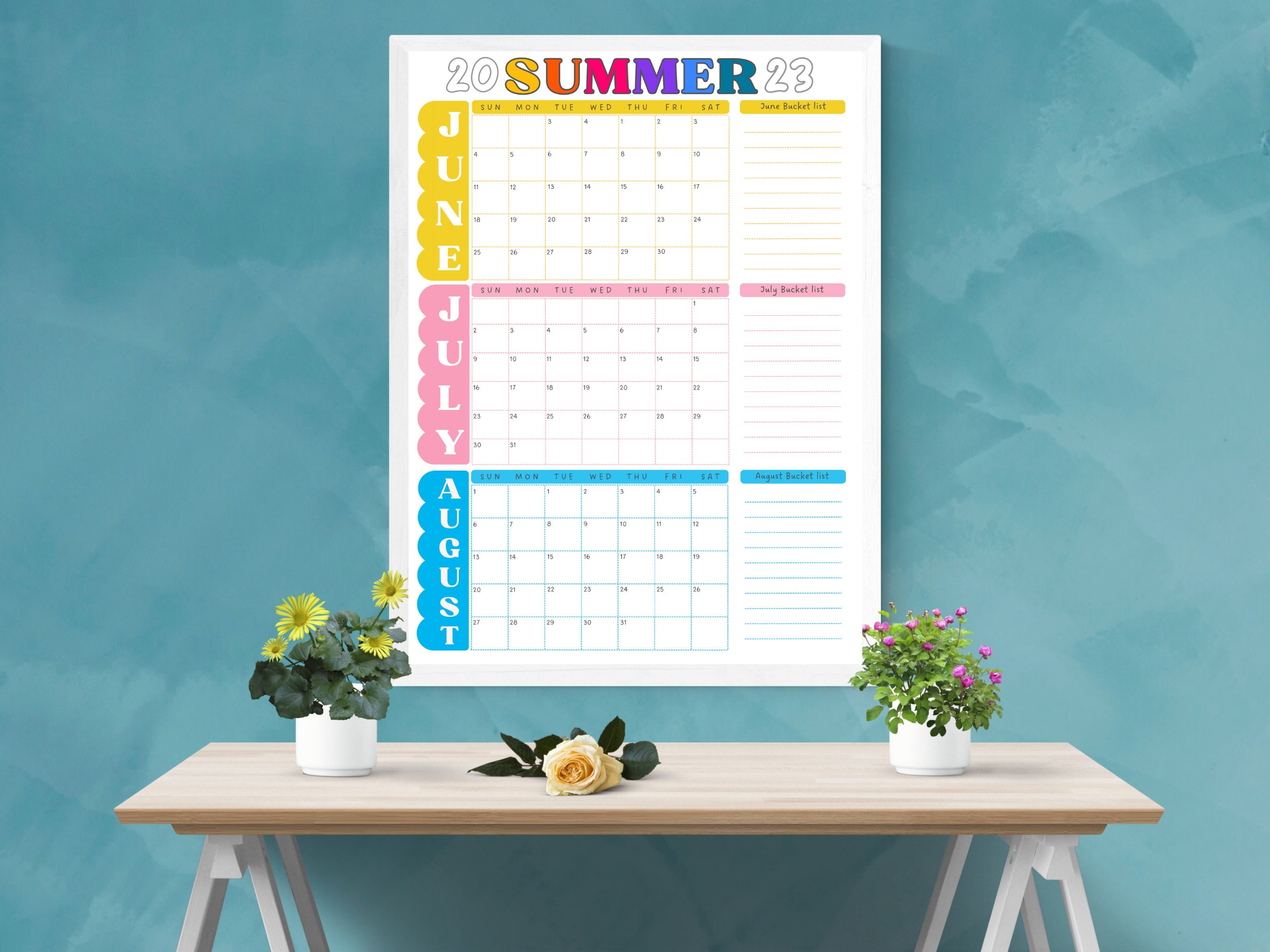 Printable Summer Countdown Poster, Summer Schedule, Summer Calendar for ...