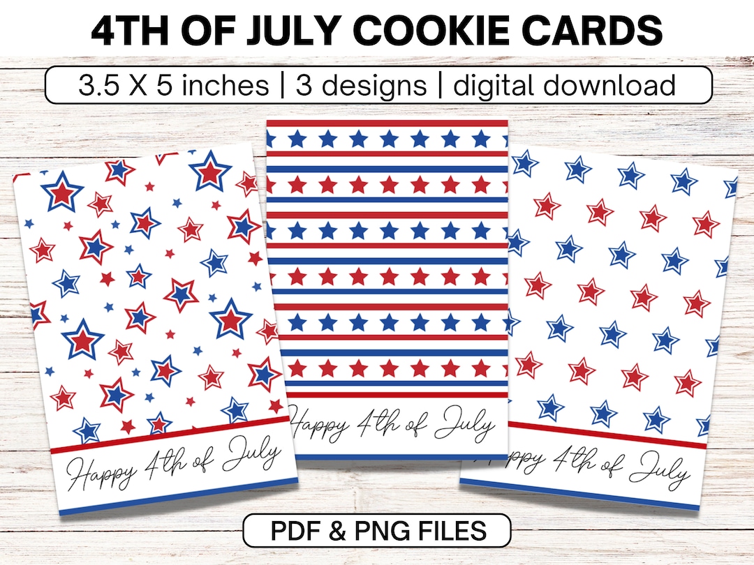 Printable 4th of July Mini Cookie Card, Stars Stripes Cookie Card ...