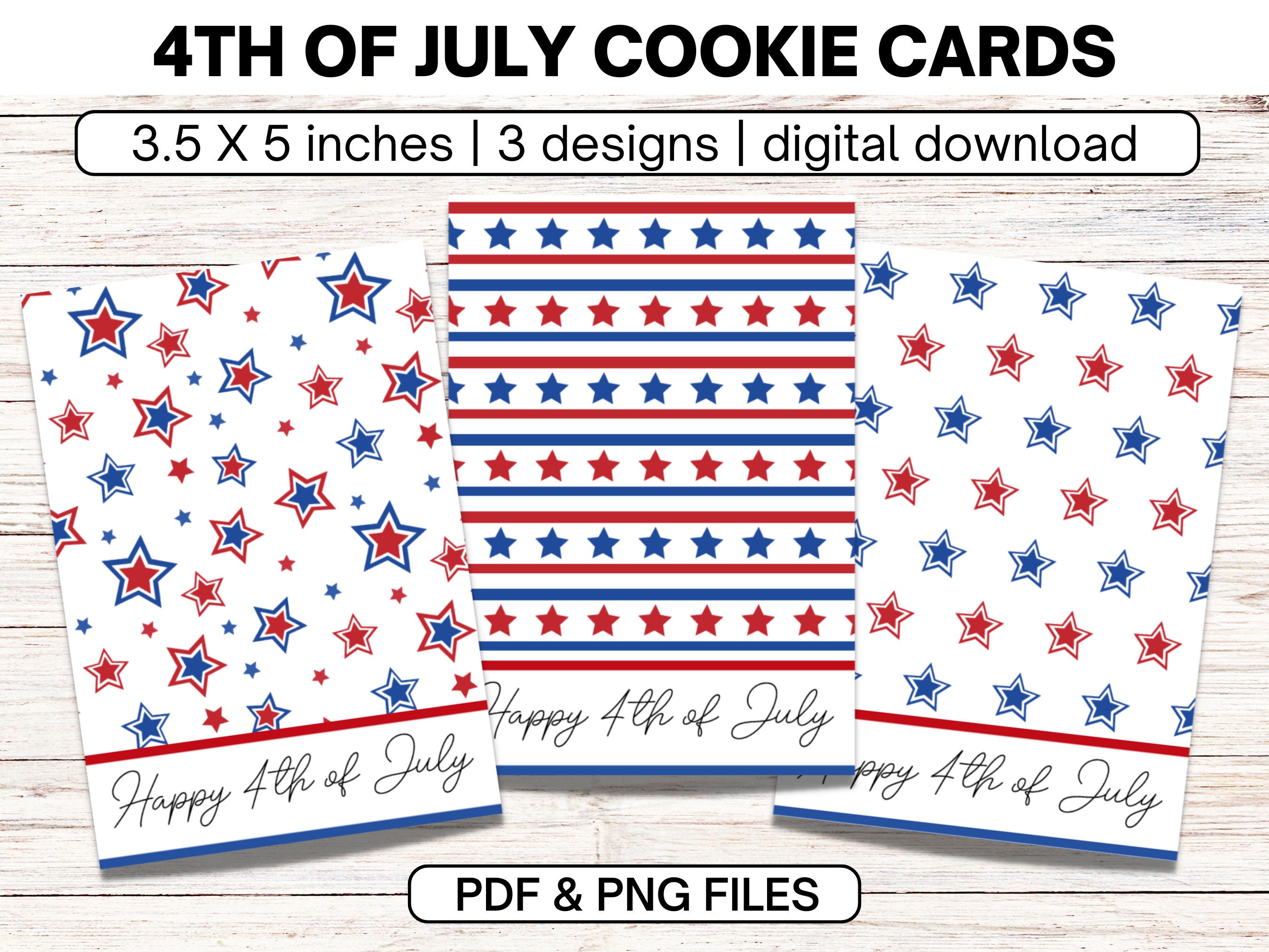 Printable 4th of July Mini Cookie Card, Stars Stripes Cookie Card ...