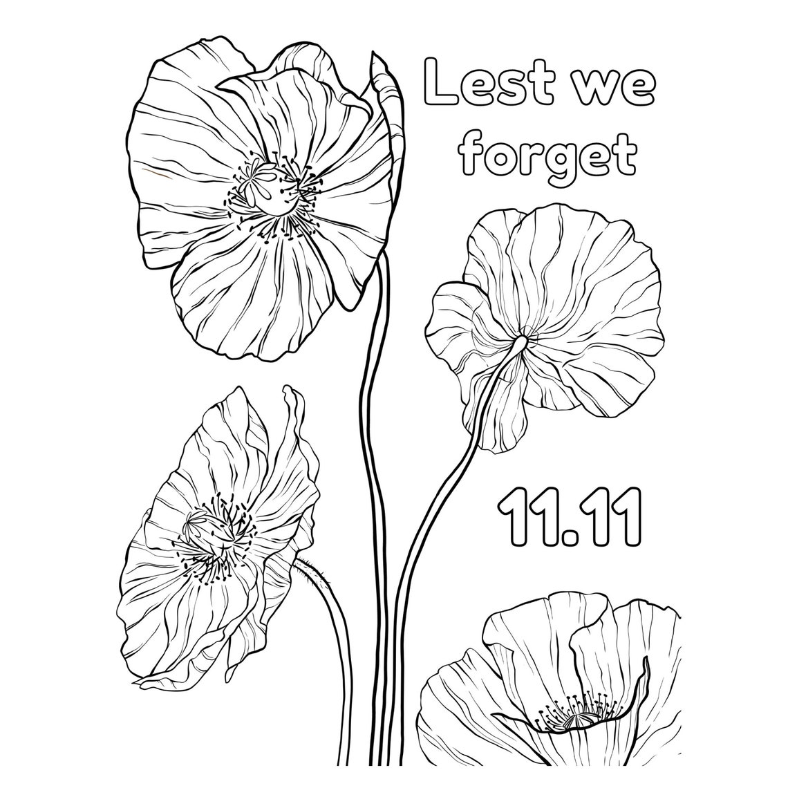 Printable Remembrance Day Poppy Colouring Page, Printable Coloring ...