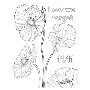 Remembrance Day Poppy Colouring Page, Printable Poppy Coloring Sheet ...