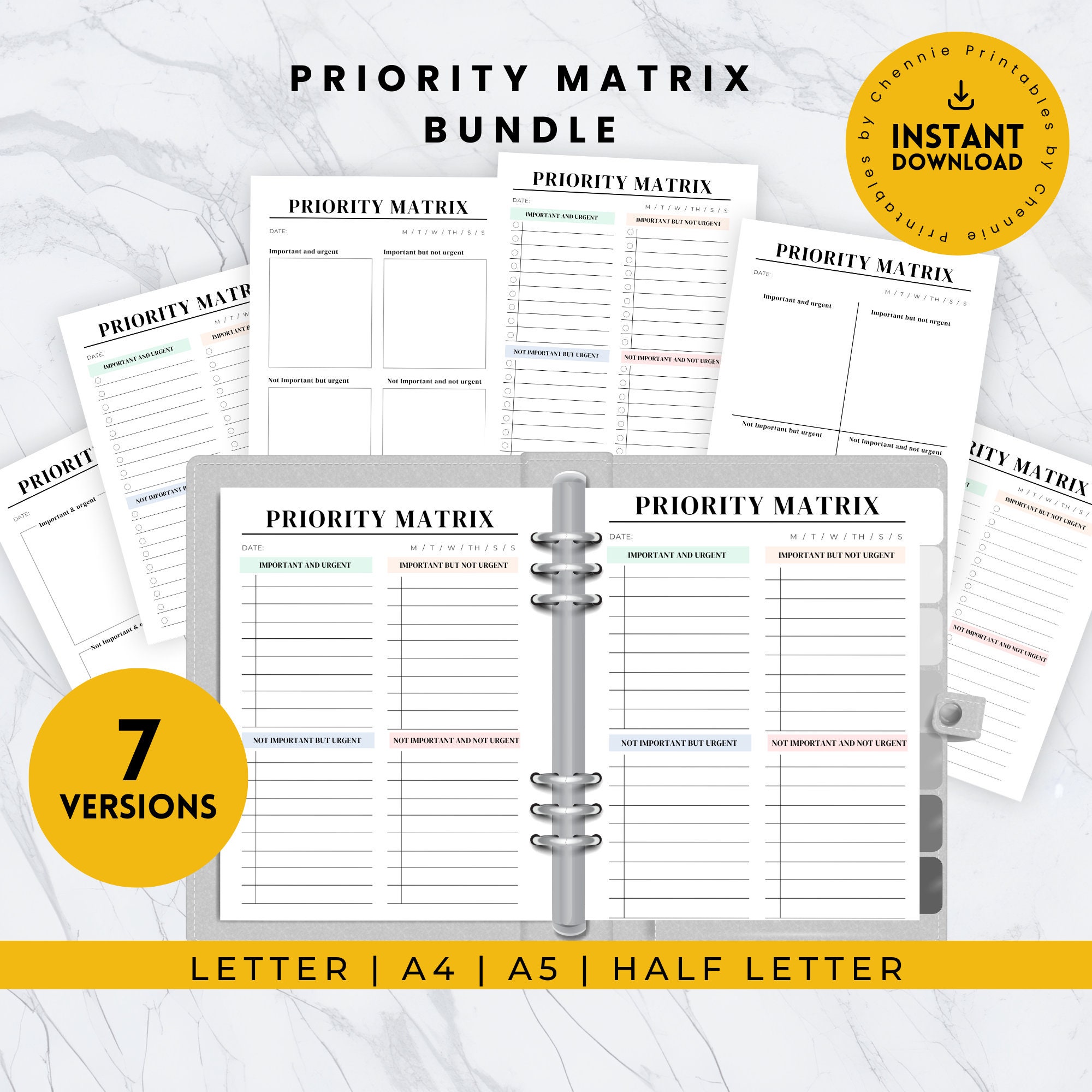 Priority Matrix Printable Tasks Management Eisenhower Matrix ...