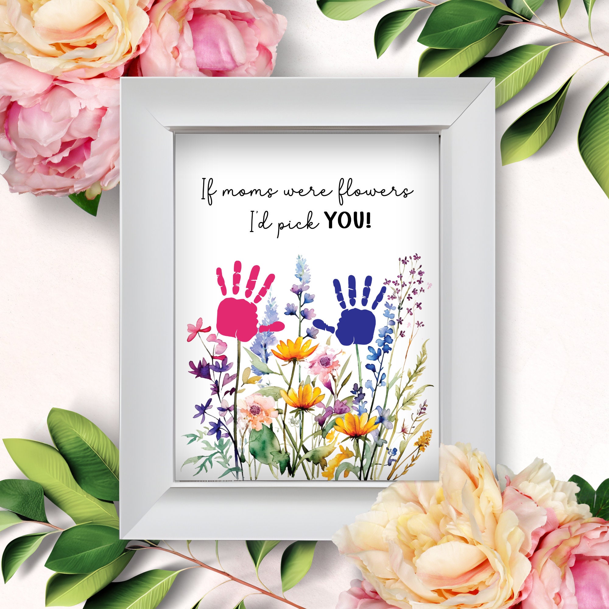 Mother's Day Handprint Craft |gift for Mom | Flowers Handprint Paint ...