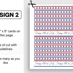 Printable 4th of July Mini Cookie Card, Stars Stripes Cookie Card ...