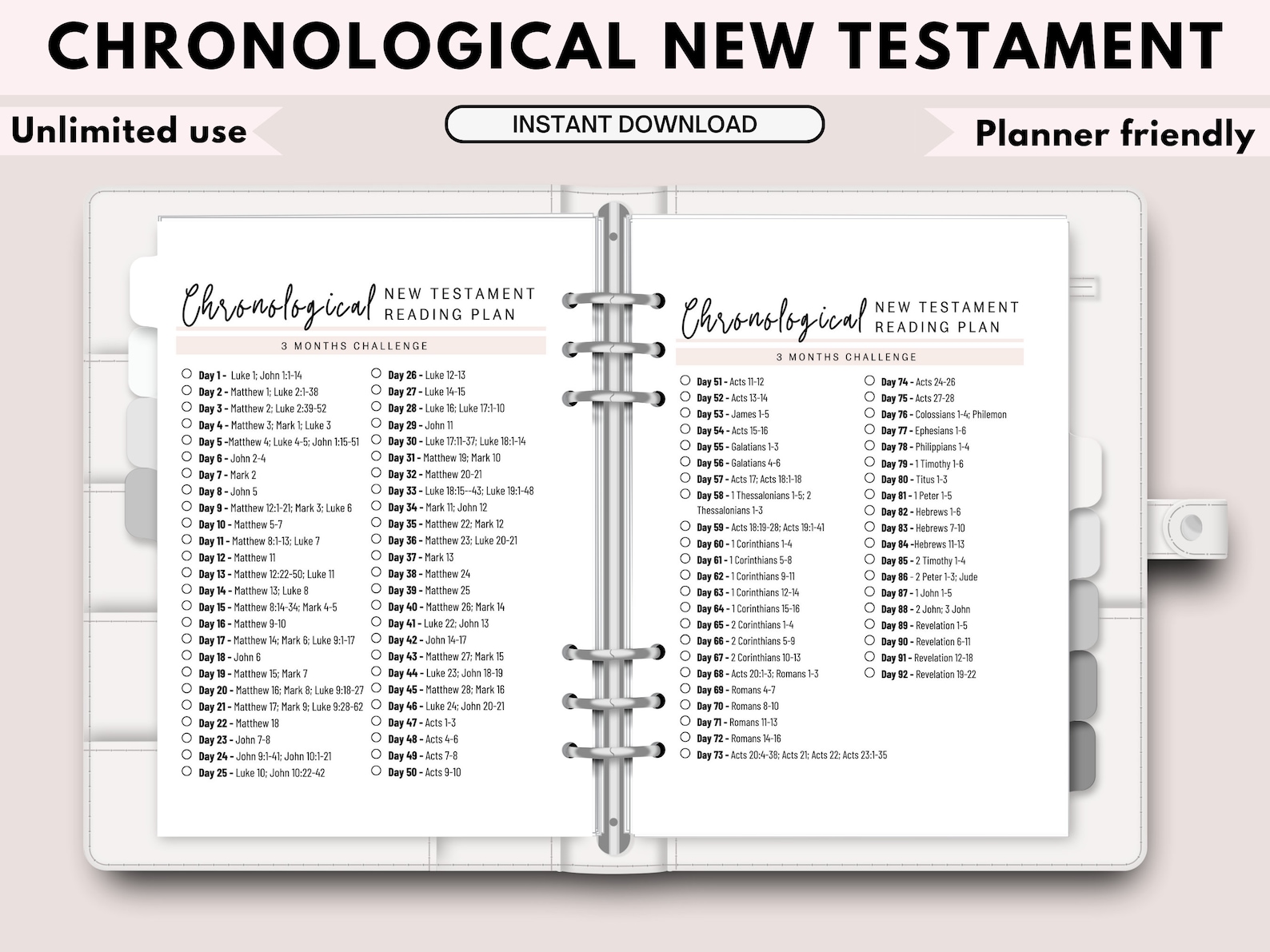 Chronological New Testament Tracker | 3 Months Bible New Testament ...