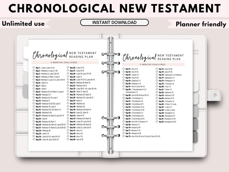 Chronological New Testament Tracker | 3 Months Bible New Testament ...