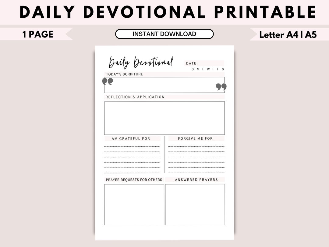 Daily Devotional Journal Printable | Bible Study Tools | - Etsy
