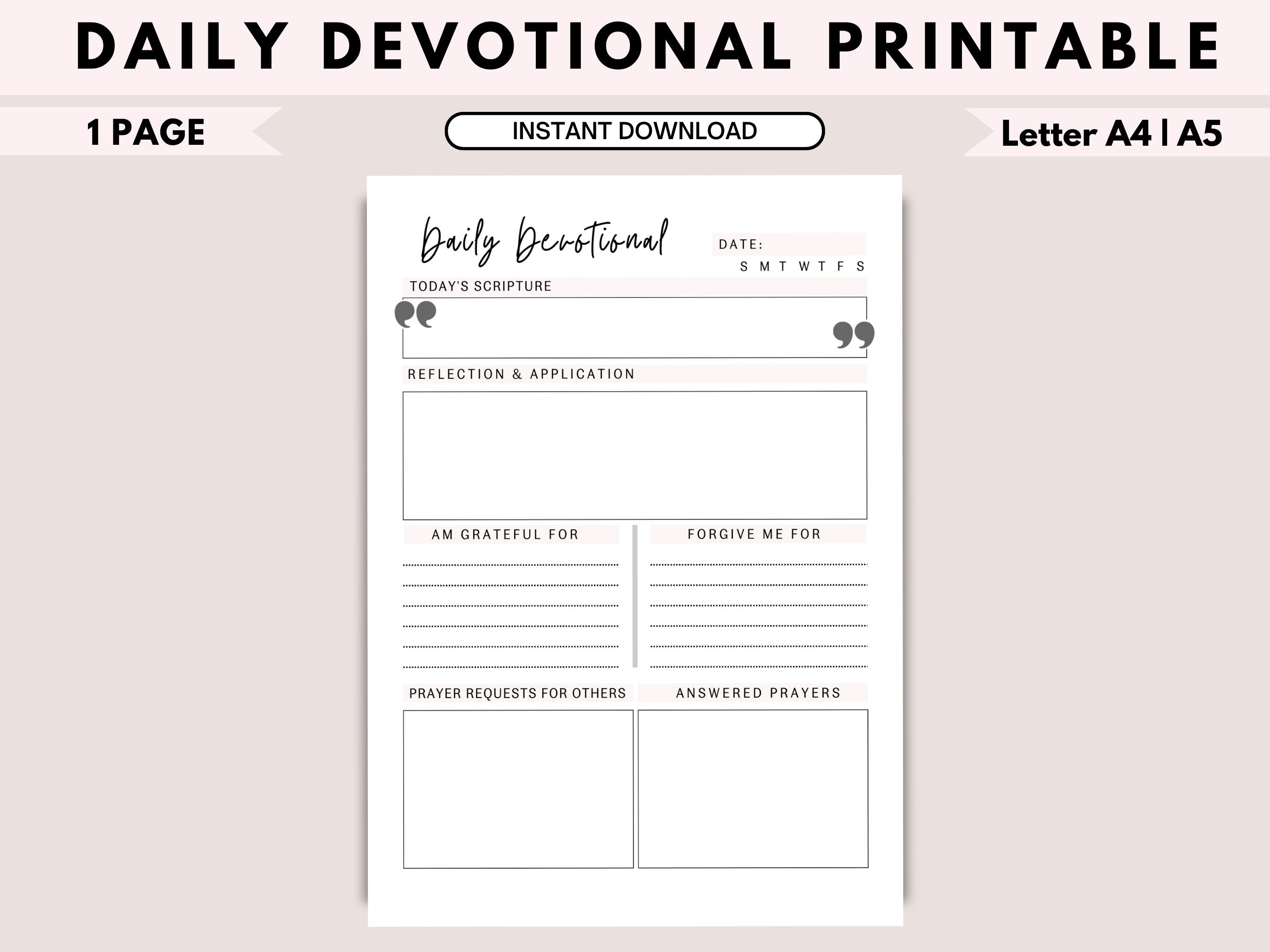 Daily Devotional Journal Printable | Bible Study Tools | - Etsy
