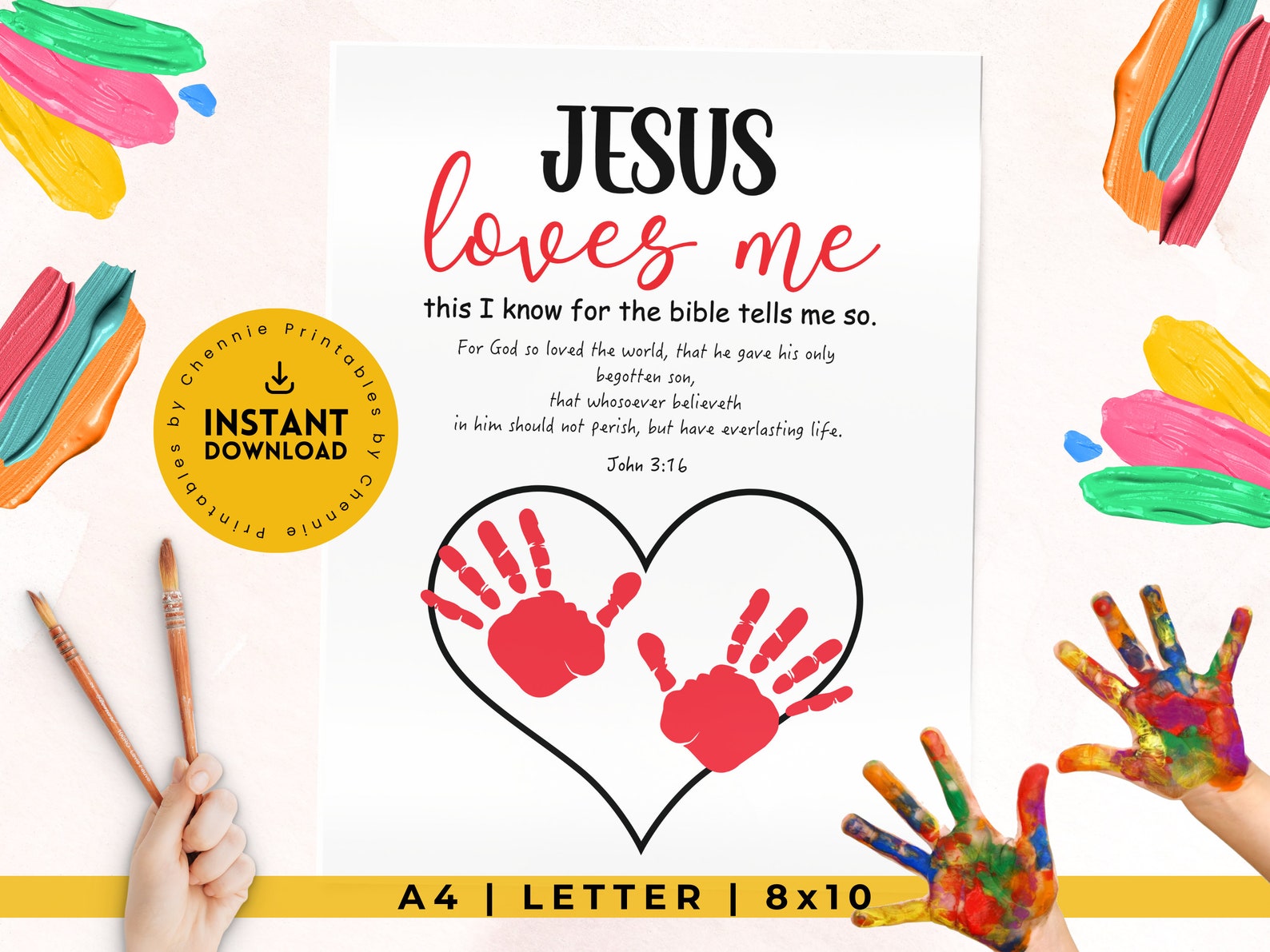 Bible Verse Handprint Craft| Sunday School Activity| Jesus Loves Me ...