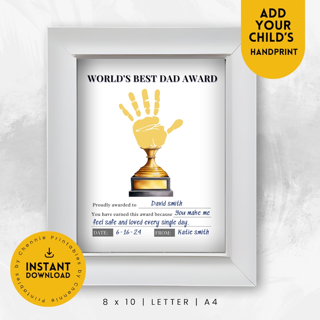 Trophy Handprint Art Gift for Dad | Diy Kid Craft | Fathers Day ...