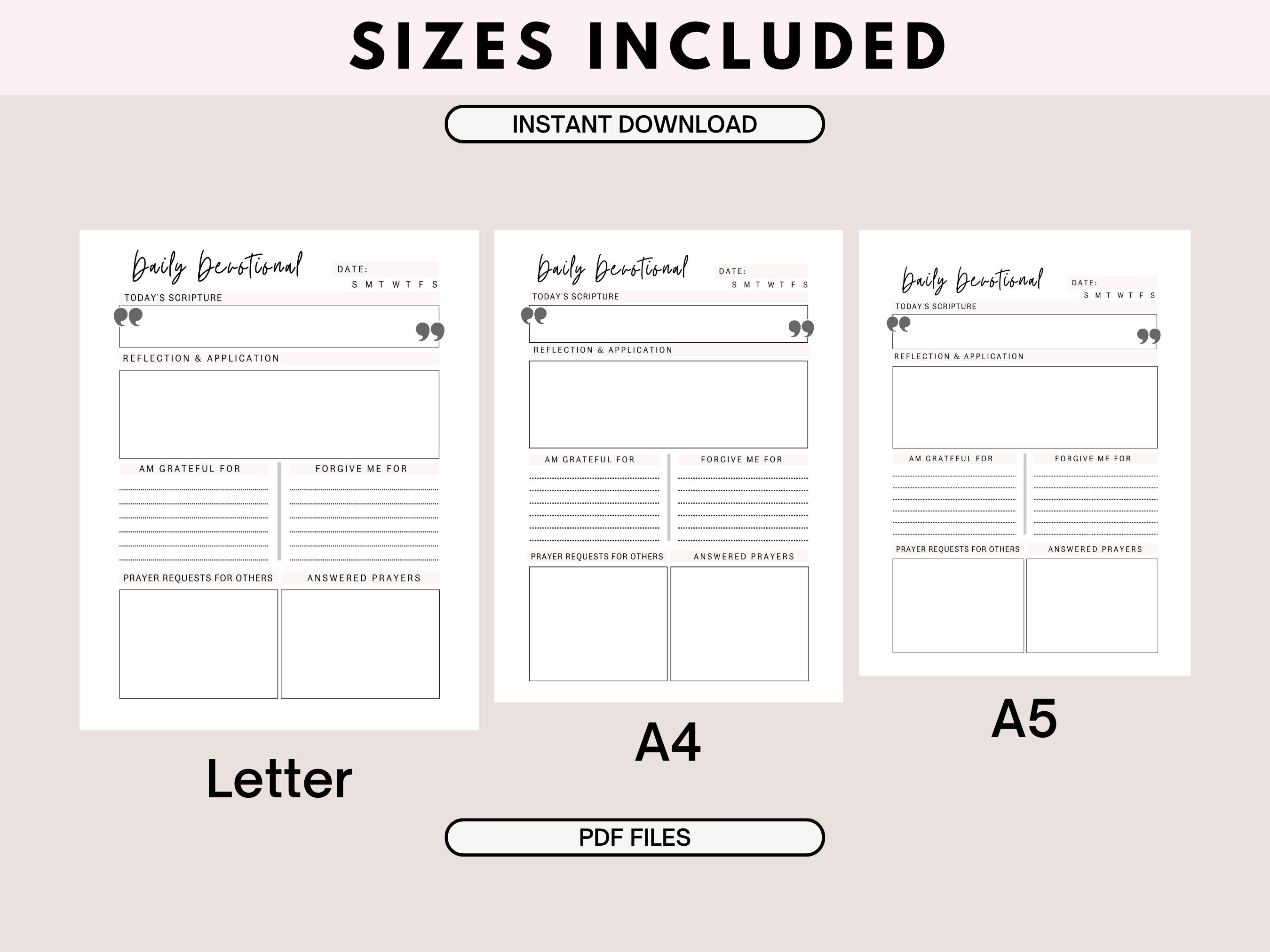 Daily Devotional Journal Printable | Bible Study Tools | - Etsy