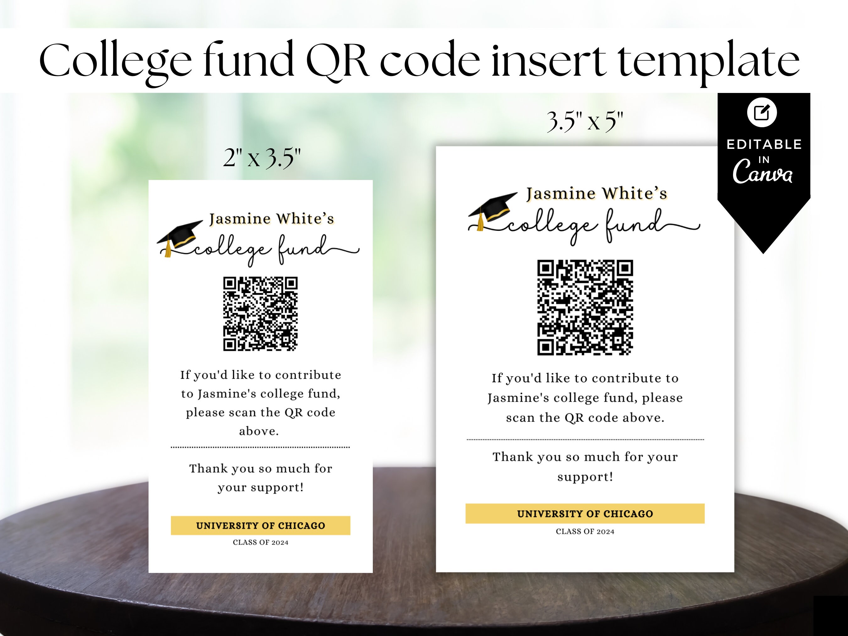 Printable Graduation College Fund Insert Template | Graduation Gift ...