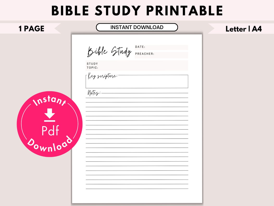 Printable Bible Study Sheet | Church Notes | Church Note PDF | Bible ...