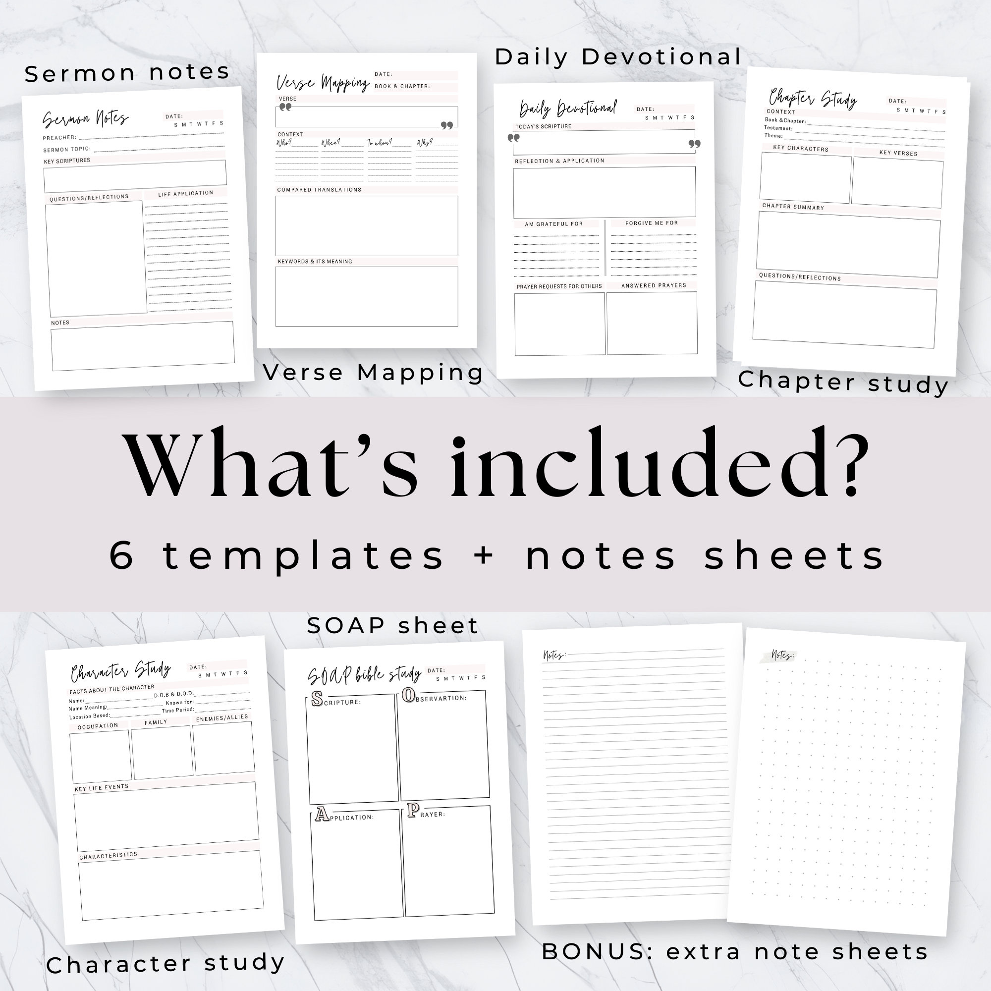 Digital Bible Study Bundle | Minimalist Bible Journal | Printable Bible ...