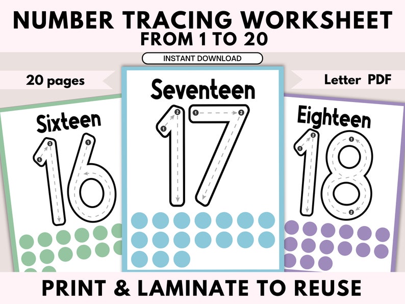 Practice Writing Numbers 1-20 | Number Worksheet |preschool Worksheet ...