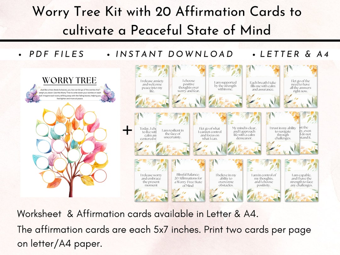 Worry Tree Printable Kit With Affirmation Cards | the Worry Tree ...