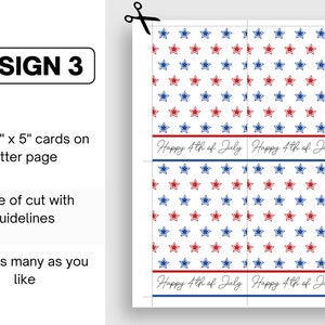 Printable 4th of July Mini Cookie Card, Stars Stripes Cookie Card ...