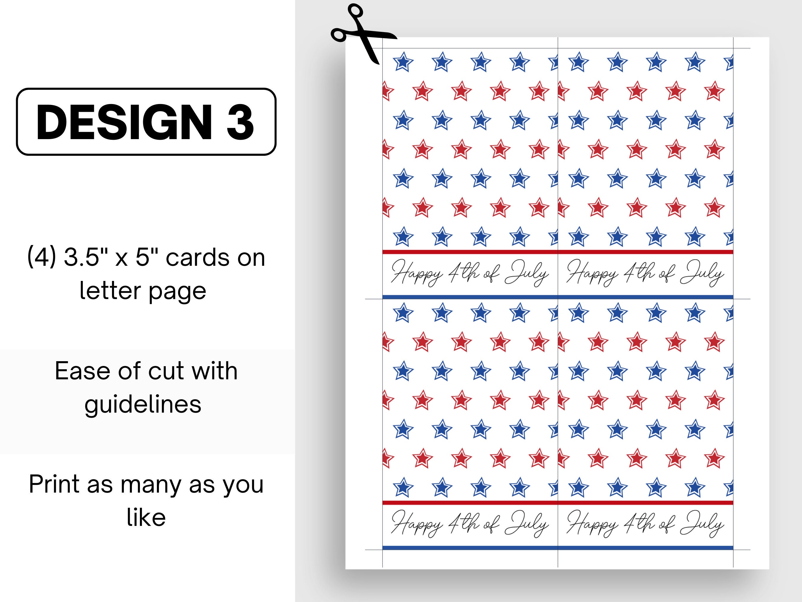 Printable 4th of July Mini Cookie Card, Stars Stripes Cookie Card ...