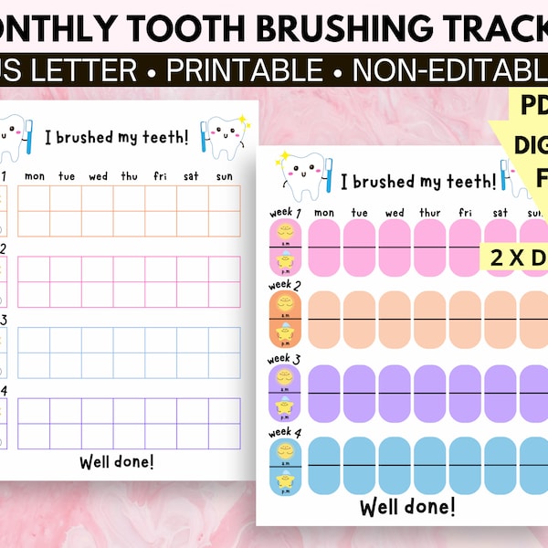 Tooth Brushing Chart - Etsy