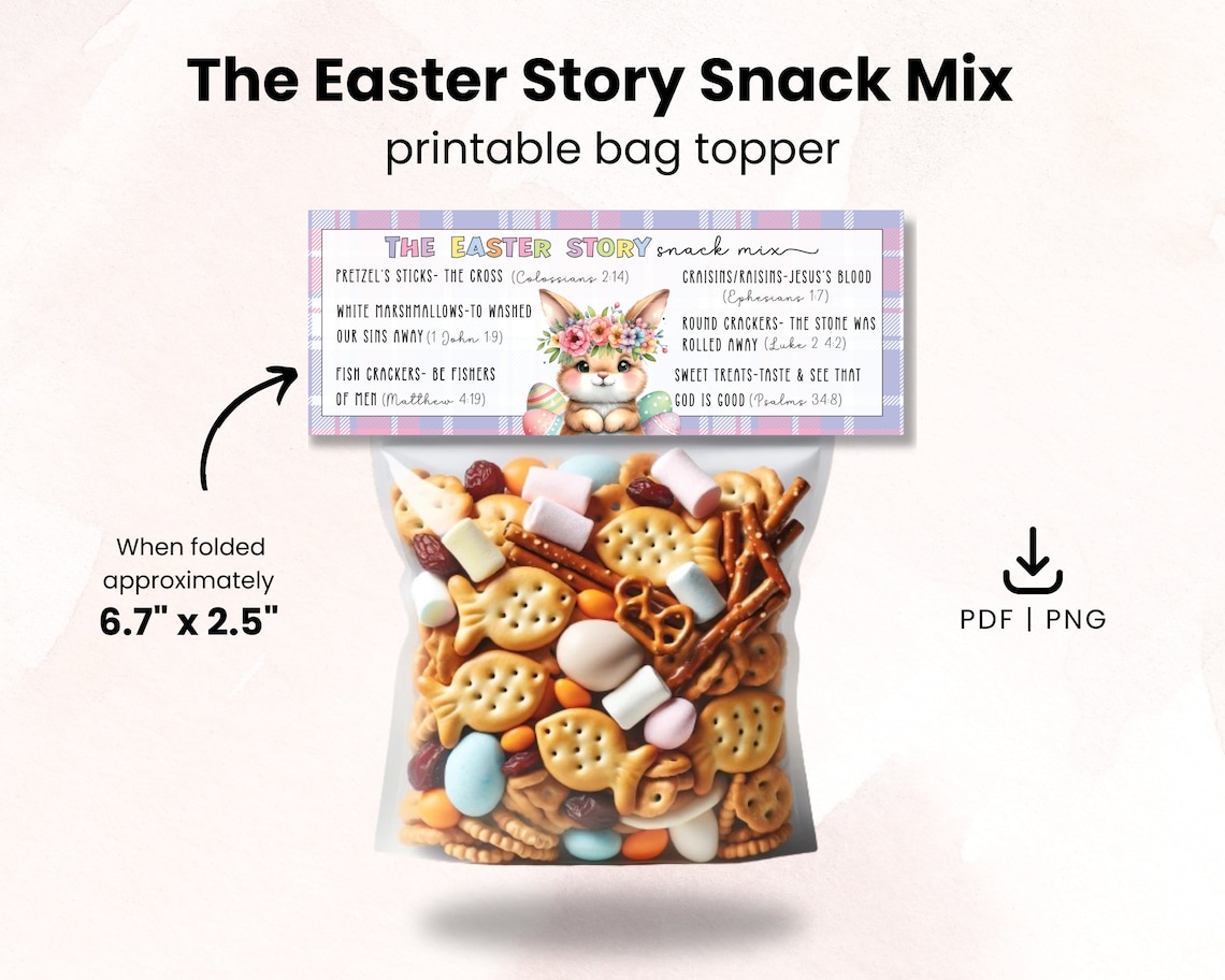 Easter Story Snack Mix Printable | Sunday School | Religious Tag ...