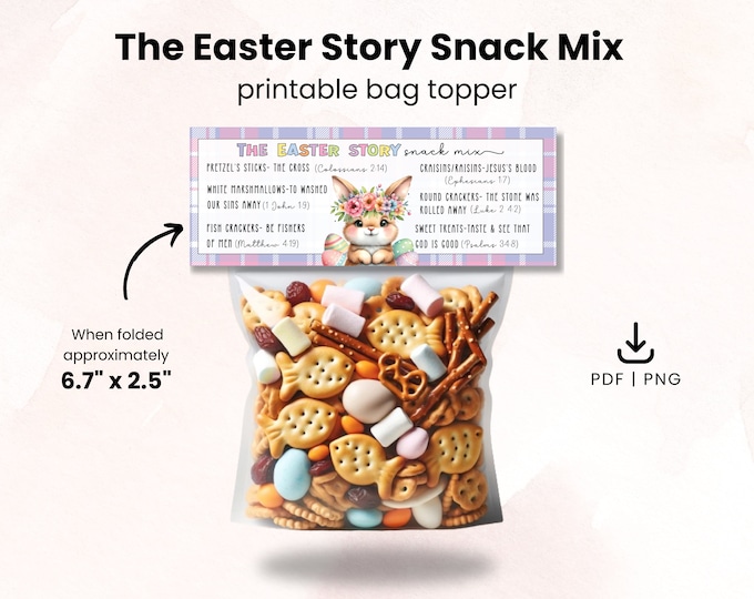 The Easter Story Snack Mix Printable, Treat Bag Topper, Easter Party ...