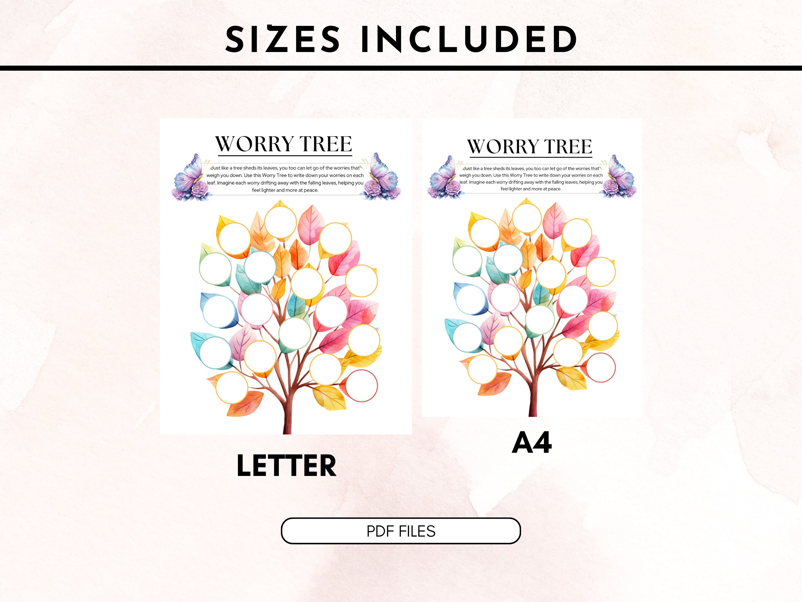 Worry Tree Printable Kit With Affirmation Cards the Worry - Etsy