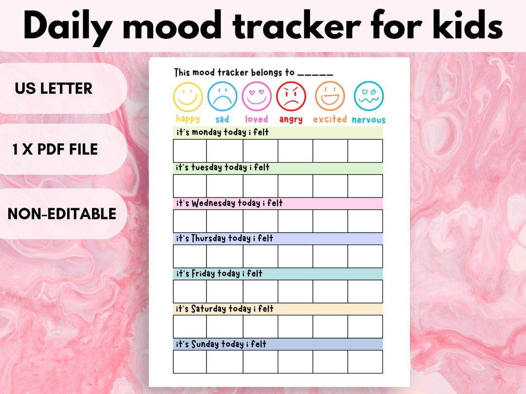 Printable Daily Mood Tracker for Kids Kids Feeling Mood - Etsy