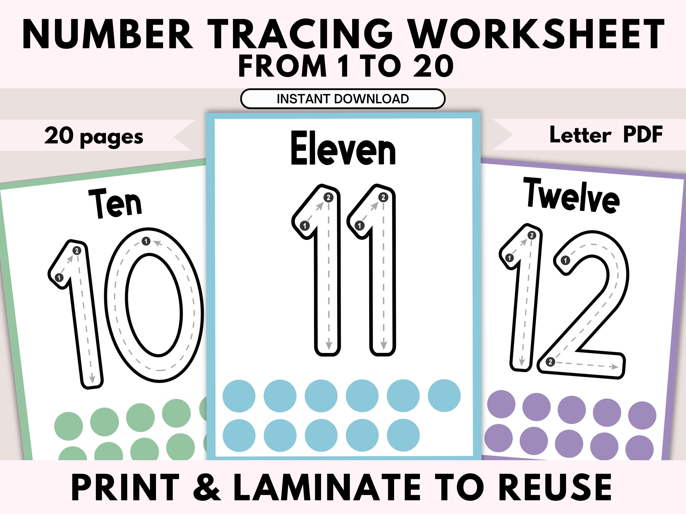 Practice Writing Numbers 1-20 | Number Worksheet |preschool Worksheet ...
